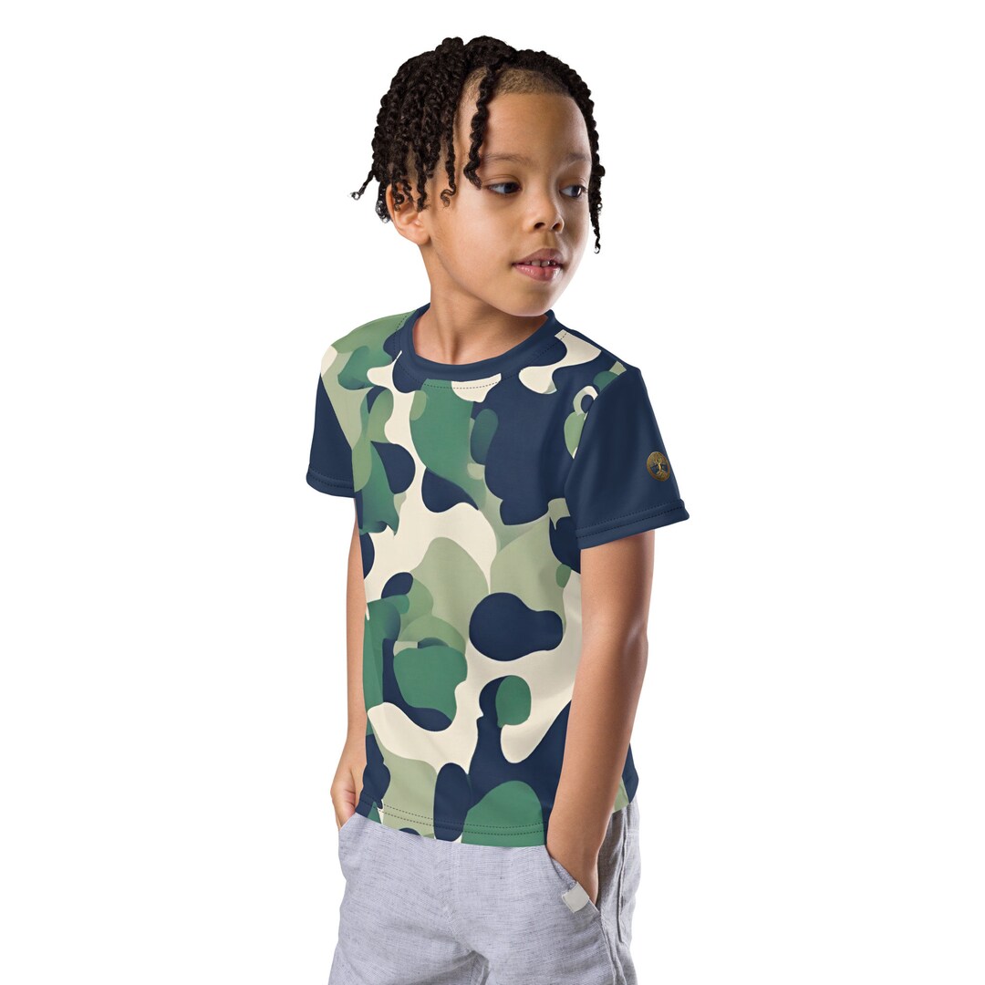 Blue and Green Camo Eternal Agape Kids Crew Neck T-shirt - Etsy