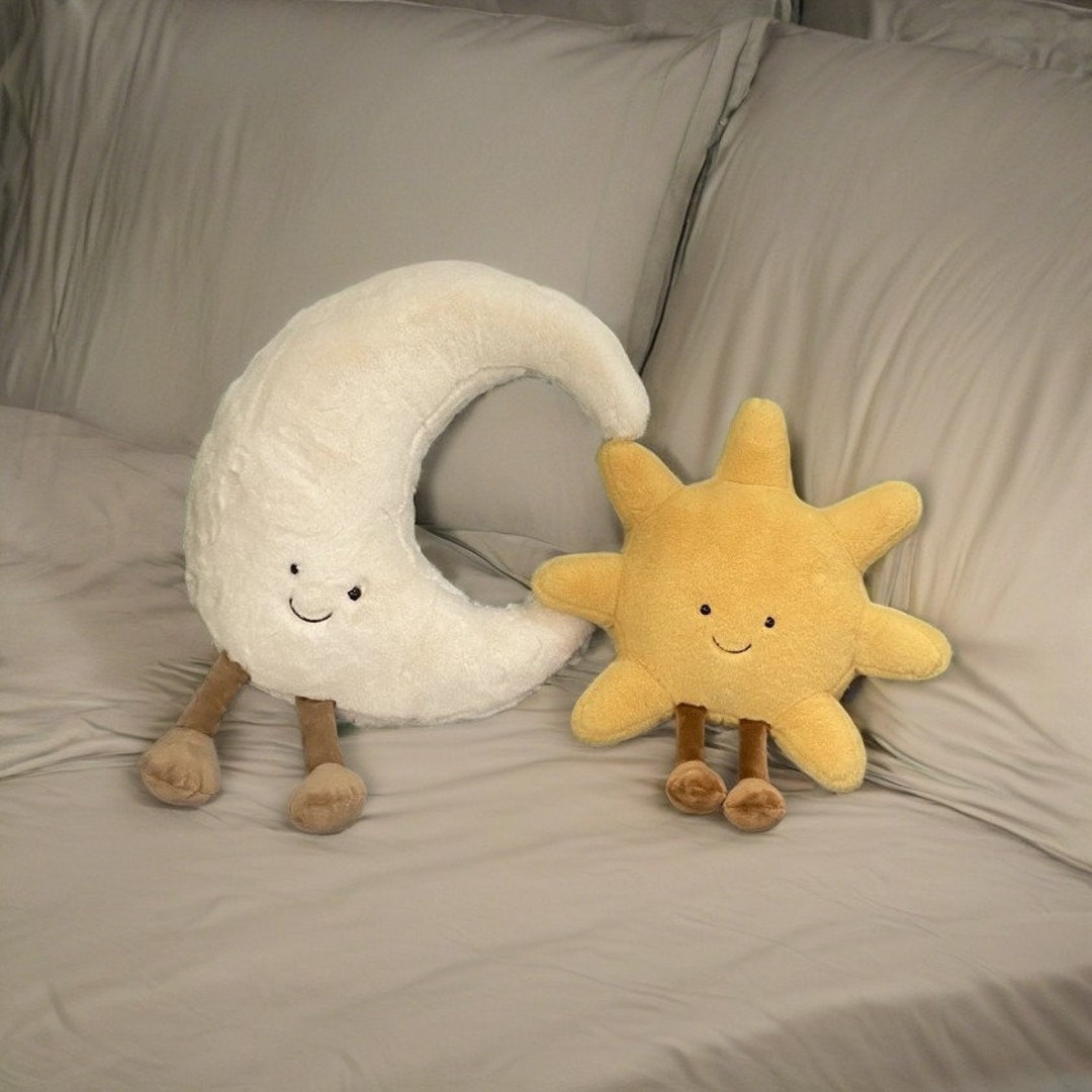 Adorable Smile Face White Moon Yellow Sun Plushie Stuffed - Etsy