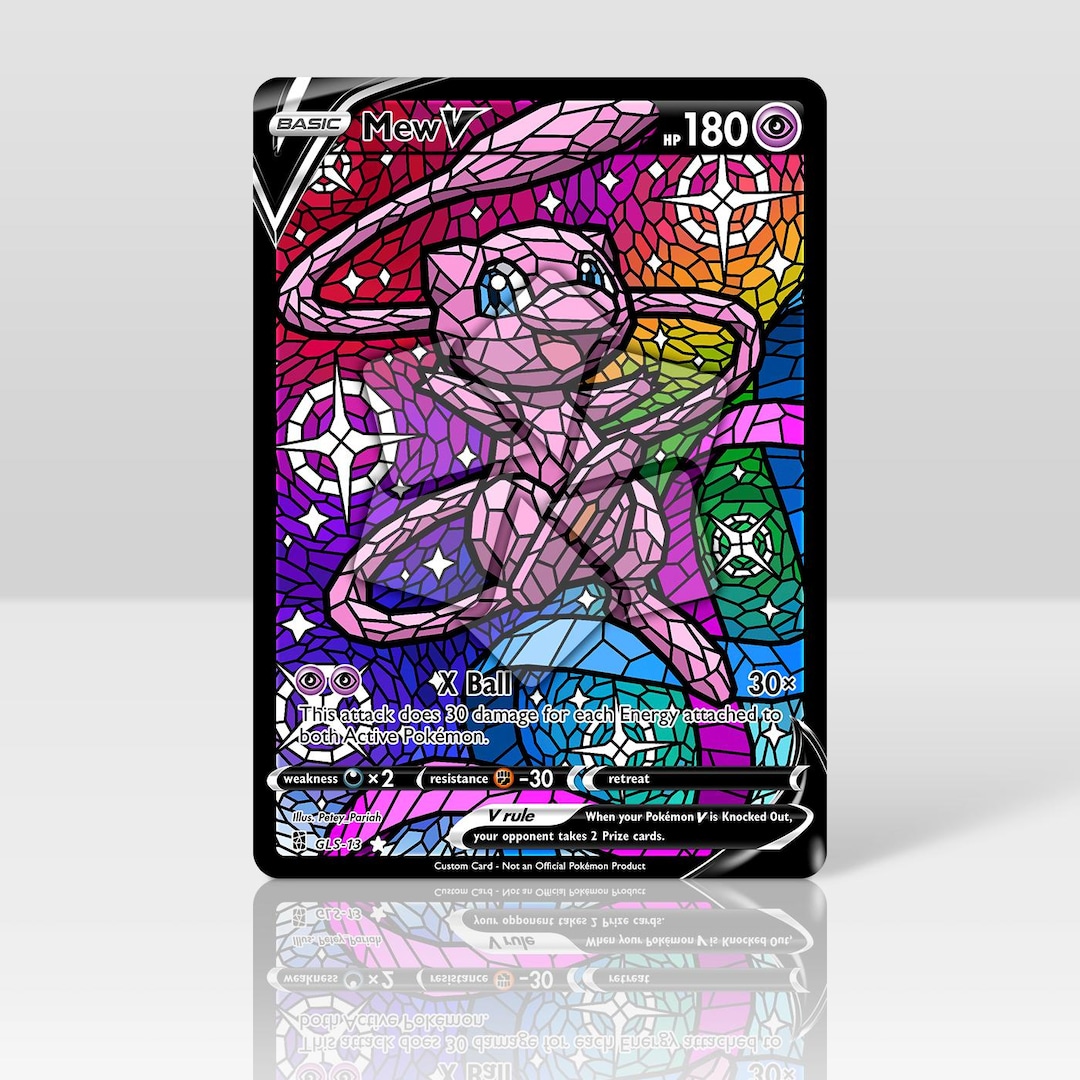 Mew V - Stained Glass - Custom Holographic & Textured Card - Etsy