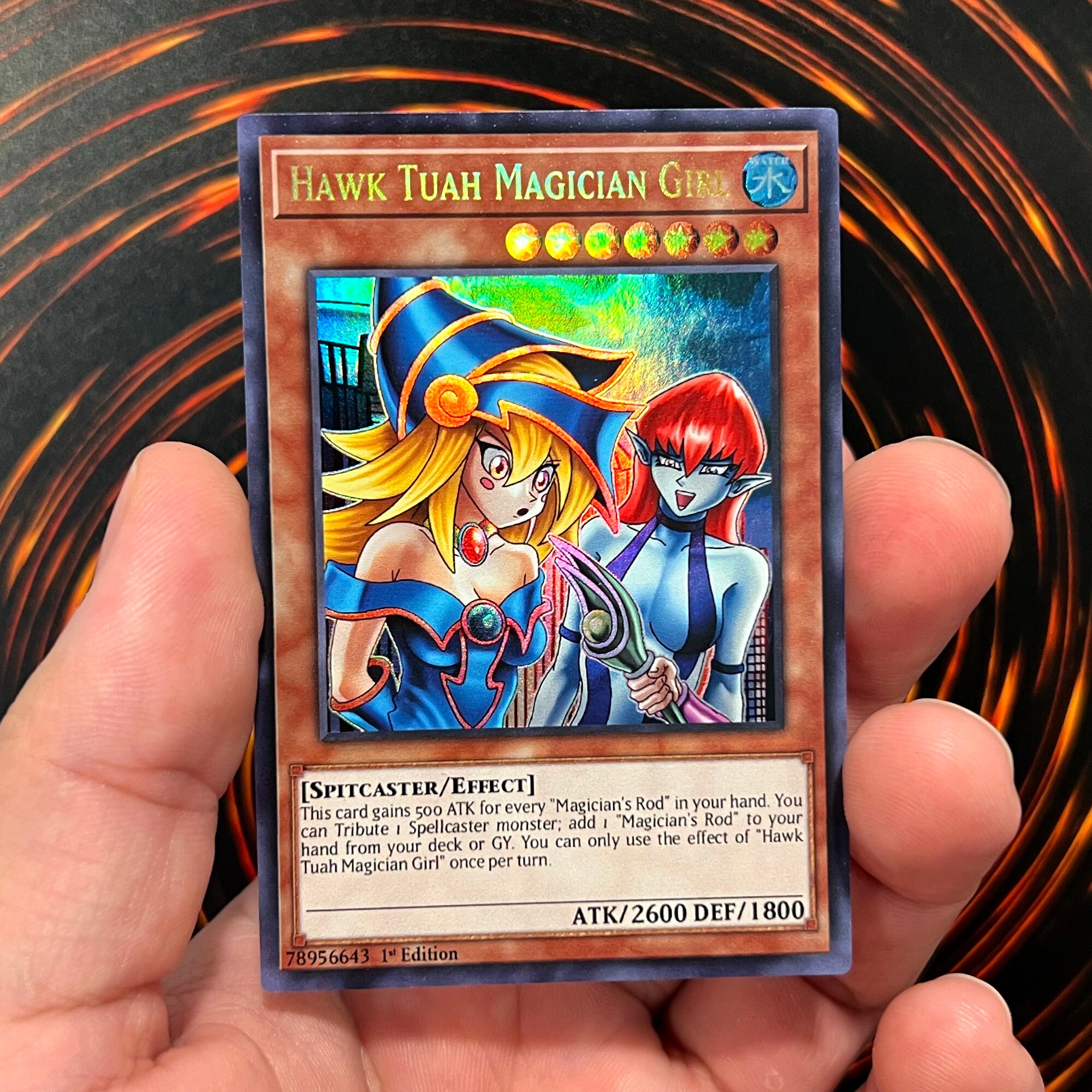 Hawk Tuah Magician Girl - Custom Holographic Card - Etsy