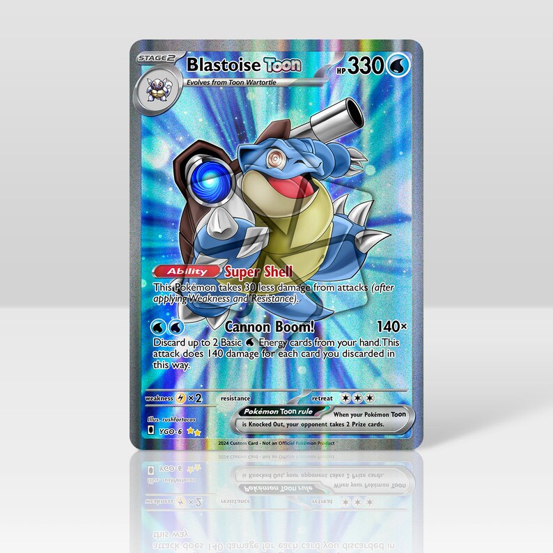 Blastoise Toon Crossover Custom Holographic & Textured Card - Etsy