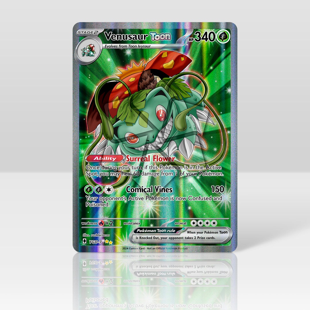Venusaur Toon Crossover Custom Holographic & Textured Card - Etsy