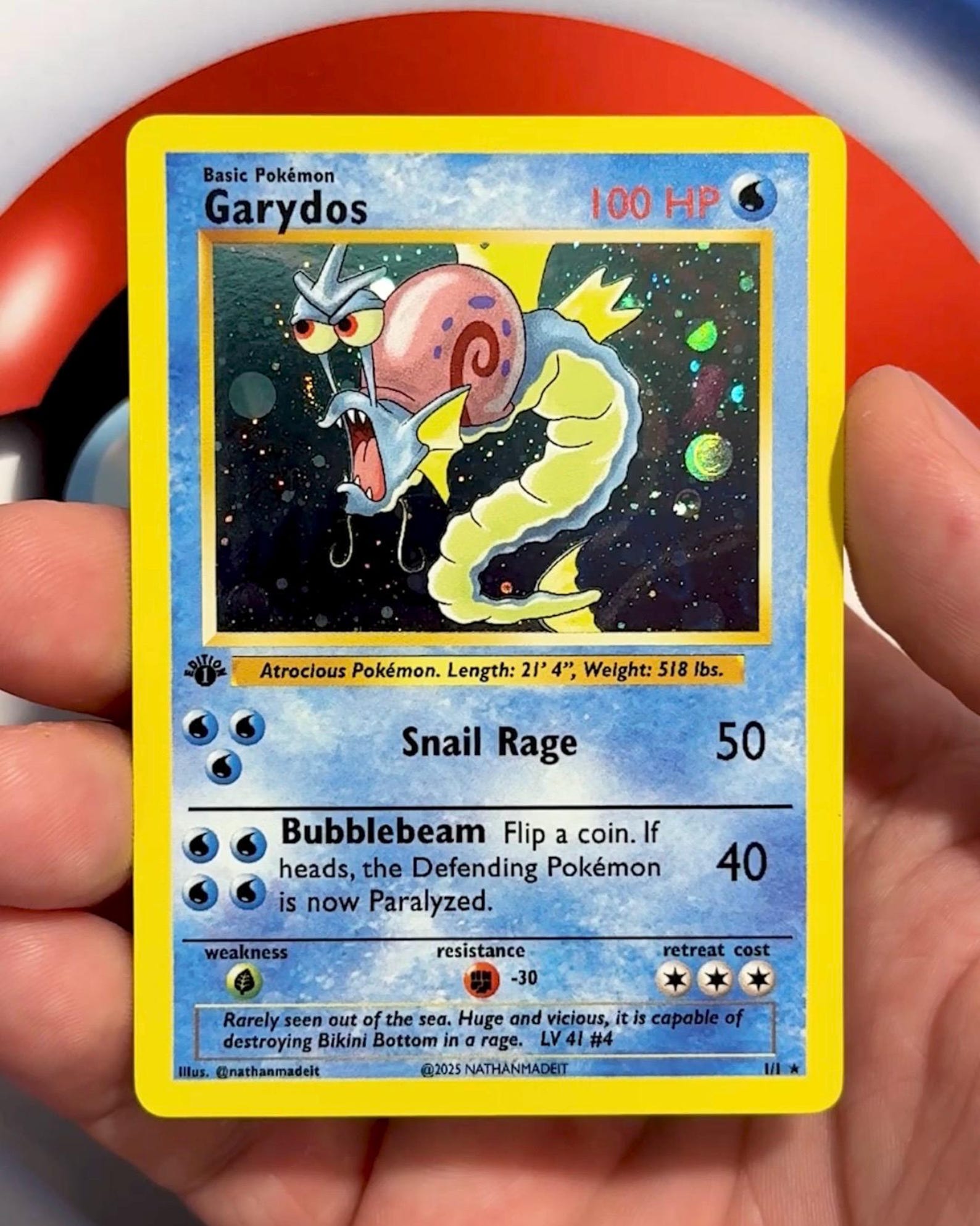 Garydos - Spongebob Crossover - Custom Holographic Card - Etsy