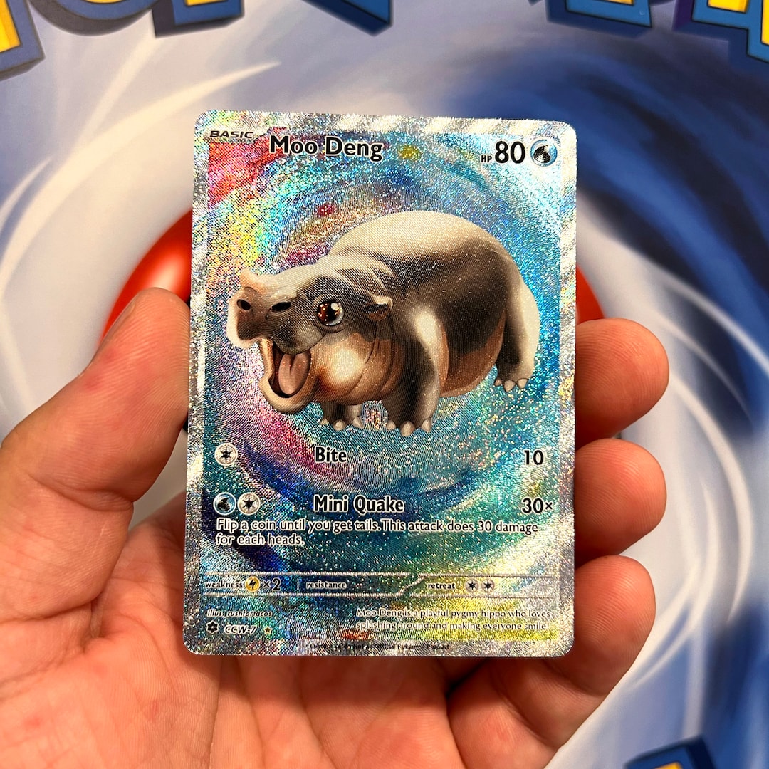 Moo Deng - Custom Holographic & Textured Card - Etsy