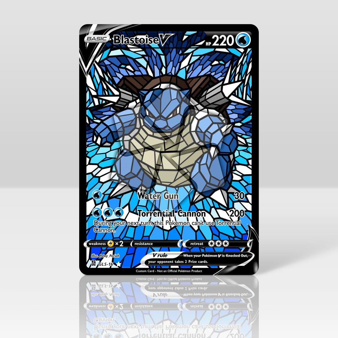 Blastoise V - Stained Glass - Custom Holographic & Textured Card - Etsy