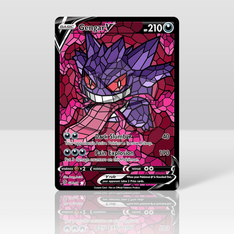 Gengar V - Stained Glass - Custom Holographic & Textured Card - Etsy