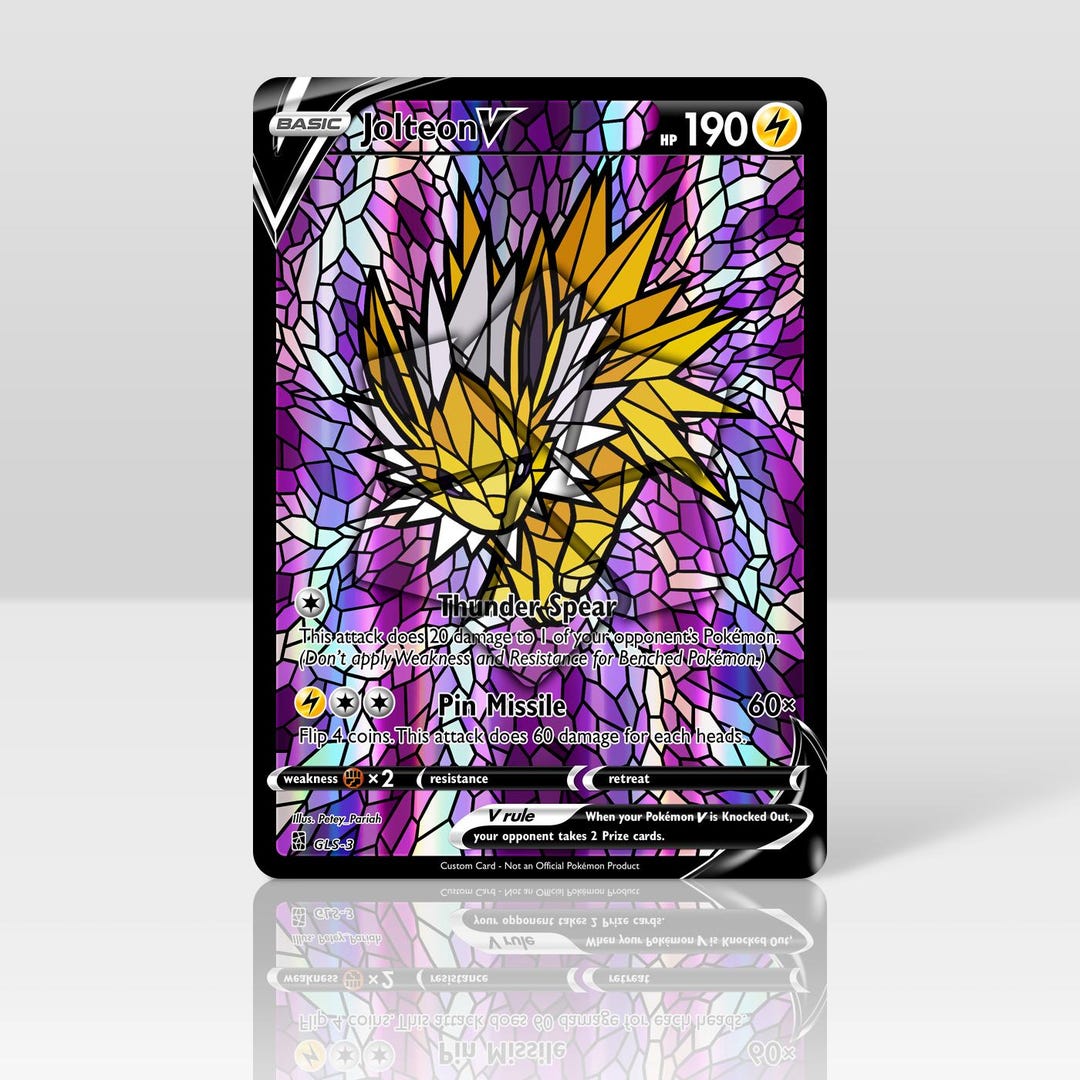 Jolteon V - Stained Glass - Custom Holographic & Textured Card - Etsy