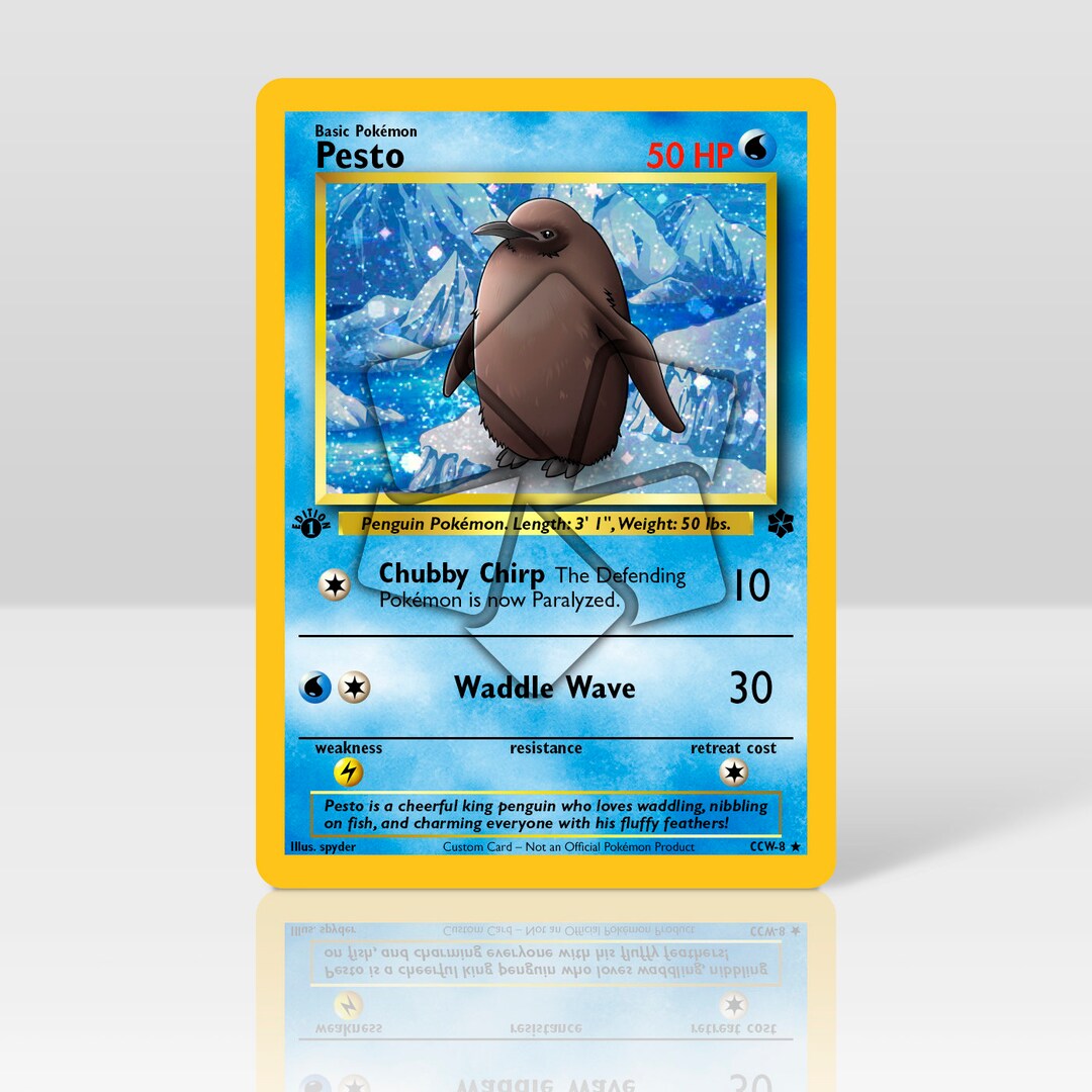 Pesto the Penguin - Custom Holographic Card - Etsy