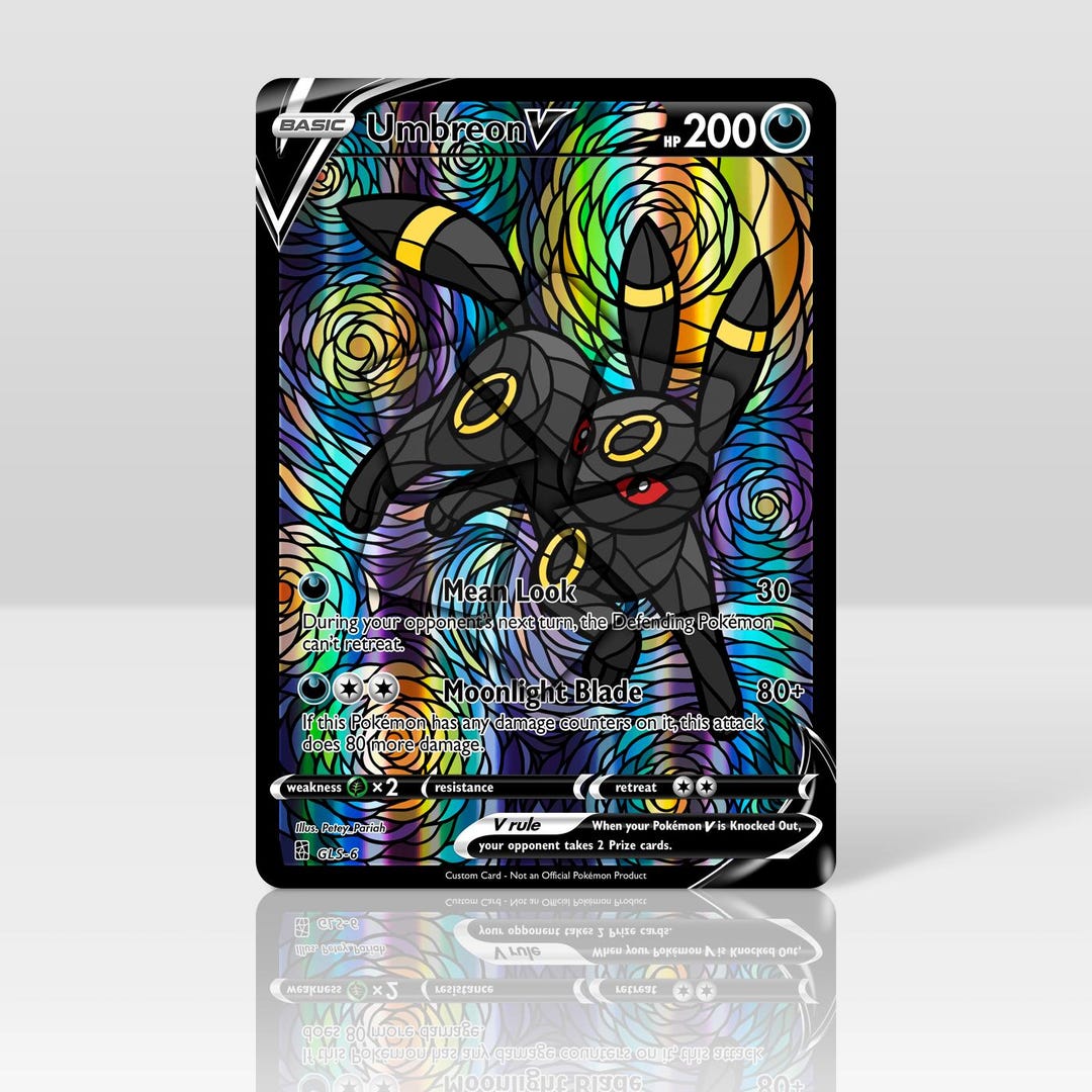 Umbreon V - Stained Glass - Custom Holographic & Textured Card - Etsy