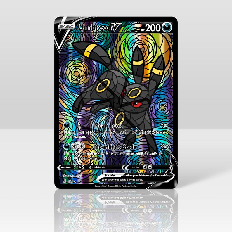 Umbreon V - Stained Glass - Custom Holographic & Textured Card - Etsy