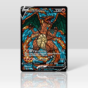 Charizard V - Stained Glass - Custom Holographic & Textured Card - Etsy