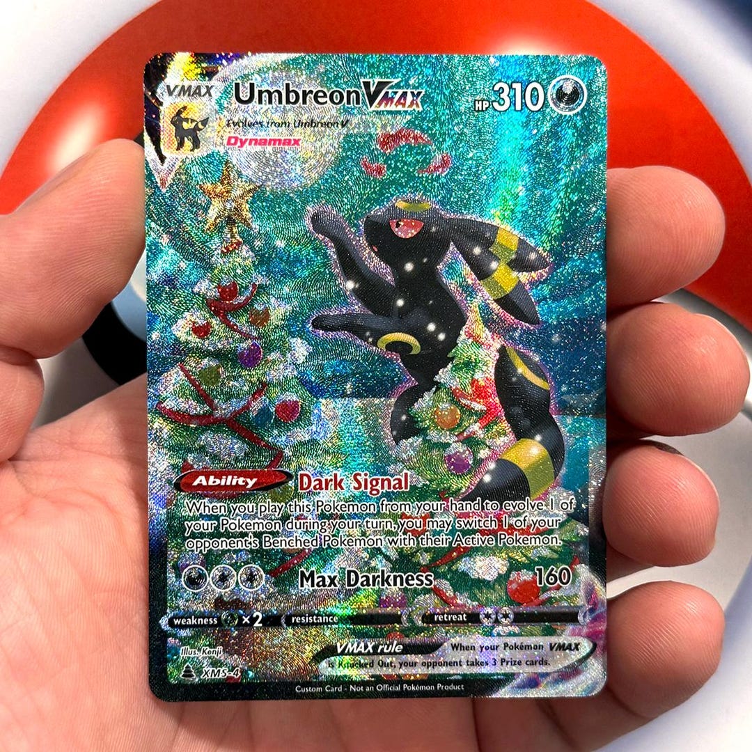 Umbreon VMAX Holiday Theme Custom Holographic & Textured Card - Etsy Israel