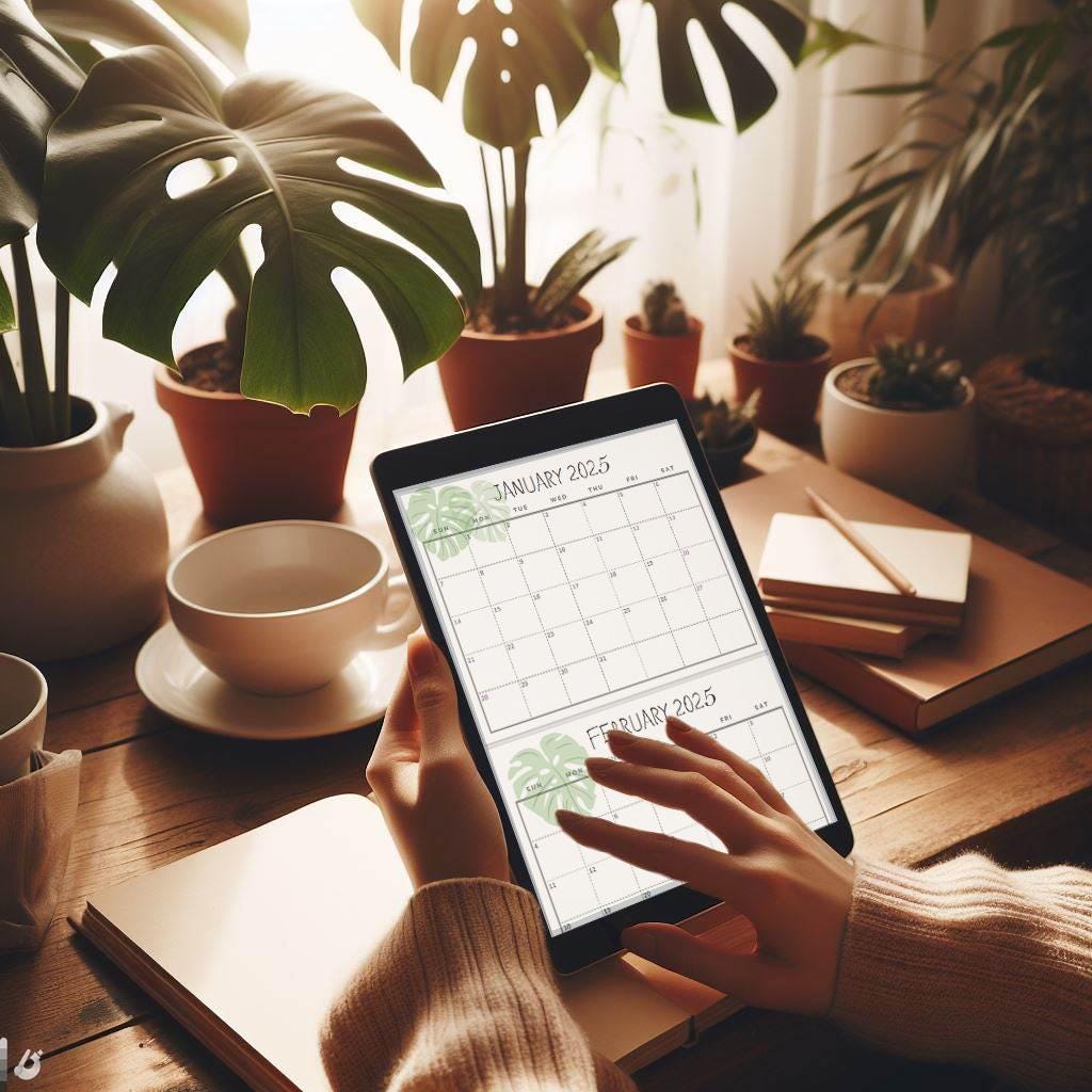 2025 Calendar | Monstera | Printable & Fillable PDF | Instant Download ...