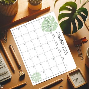 2025 Calendar | Monstera | Printable & Fillable PDF | Instant Download ...