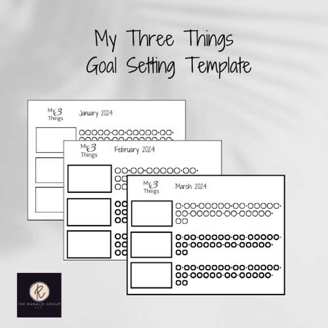 My Three Things: Goal Setting Printables - Etsy