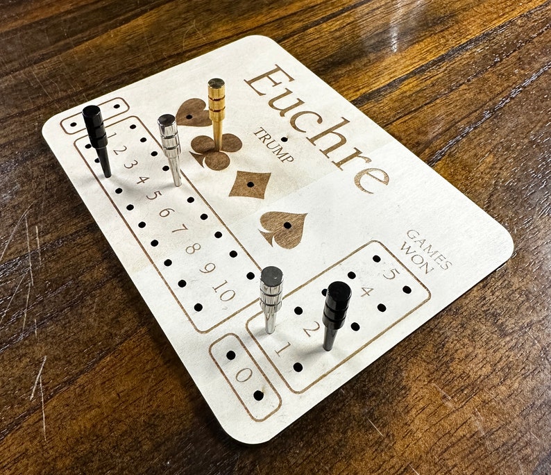 Euchre Game Board With Pegs for Family Game Night Custom Laser Engraved ...
