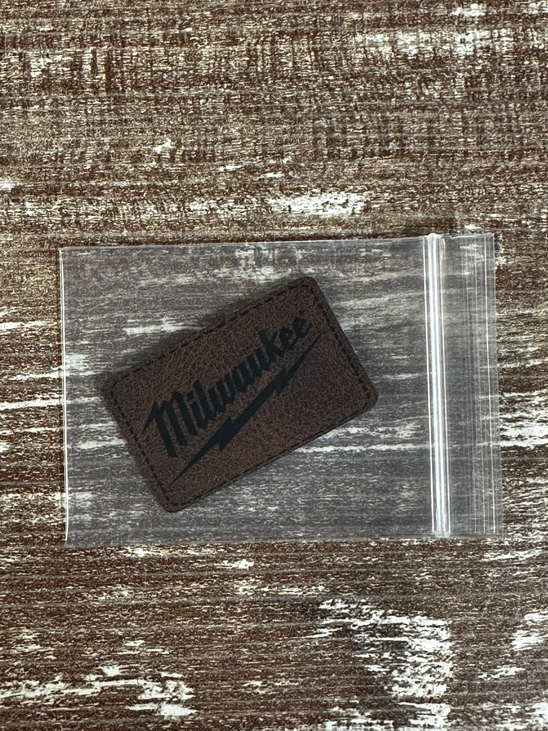 Milwaukee Logo PACK OF 6, 12, or 20 Laser Engraved Leatherette Patch ...