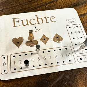 Euchre Game Board With Pegs for Family Game Night Custom Laser Engraved ...