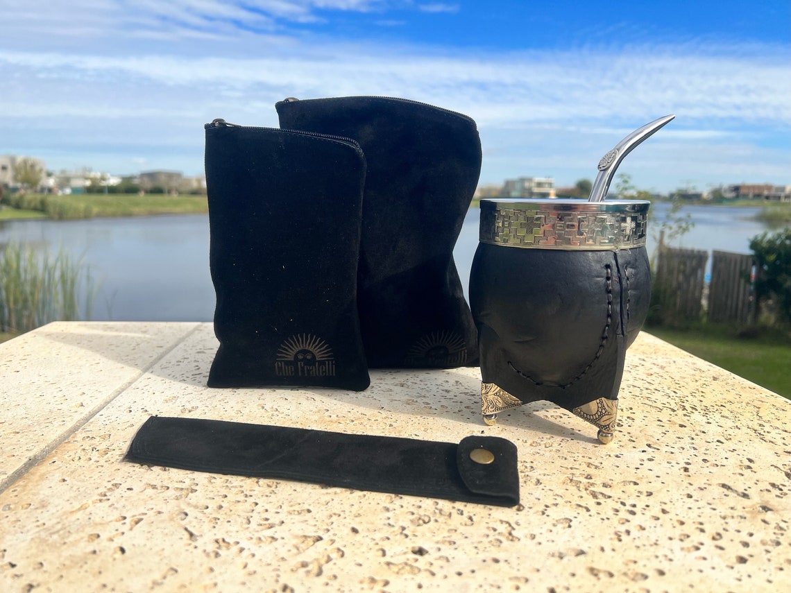 Yerba Mate Container Set, Mate Gourd Leather Accessory. Juego De Cuero ...