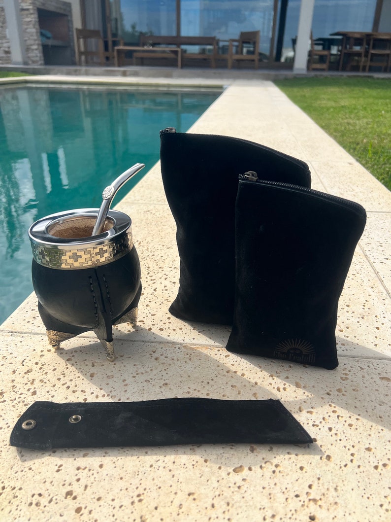 Yerba Mate Container Set, Mate Gourd Leather Accessory. Juego De Cuero ...