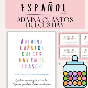 Spanish, Guess How Many Candies in the Jar, Game in Spanish - Etsy