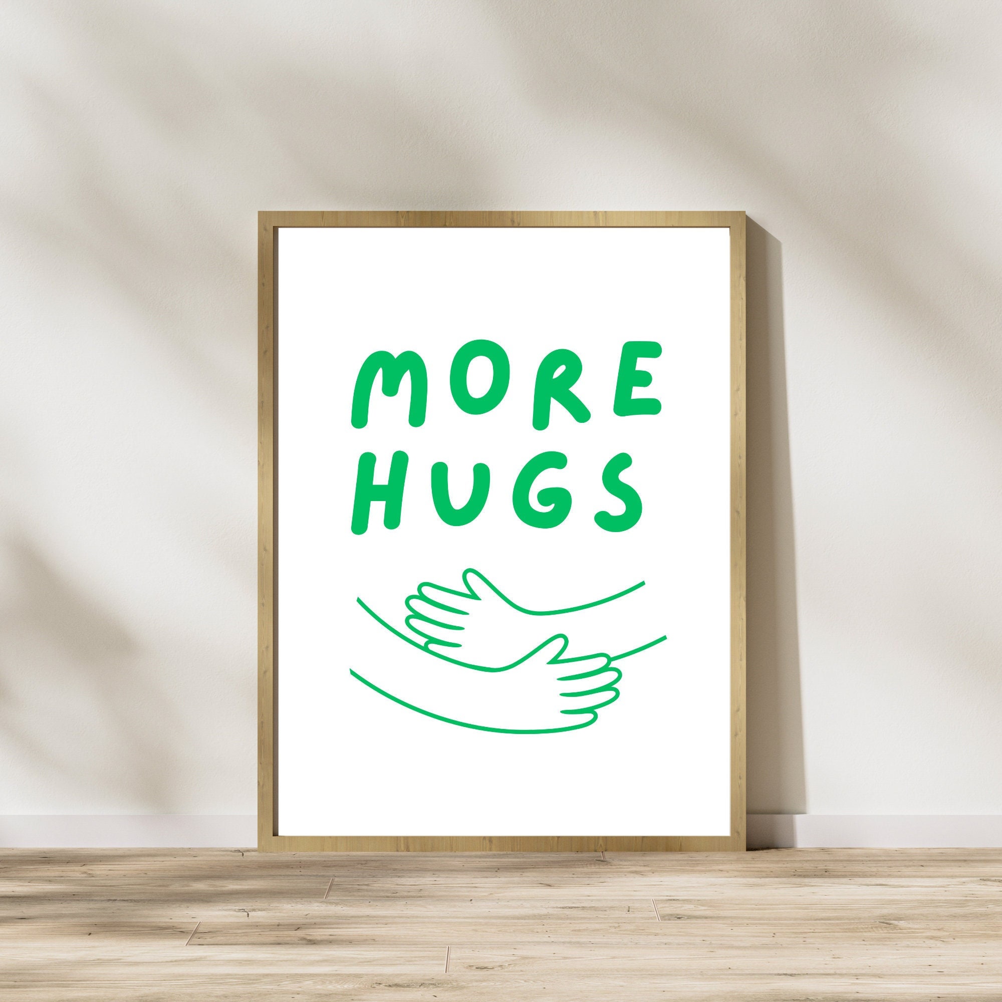 More Hugs Print, Minimalist Wall Decor, Cute Quote Art, Digital Art ...