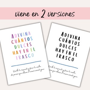 Spanish, Guess How Many Candies in the Jar, Game in Spanish - Etsy