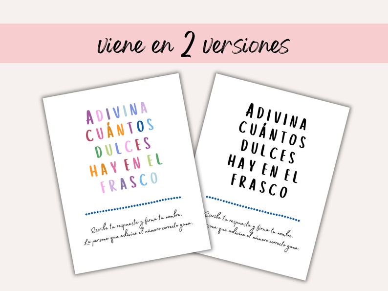 Spanish, Guess How Many Candies in the Jar, Game in Spanish - Etsy