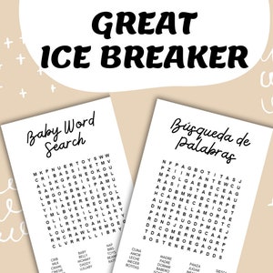 English & Spanish Word Search, Bilingual Baby Shower Game - Etsy