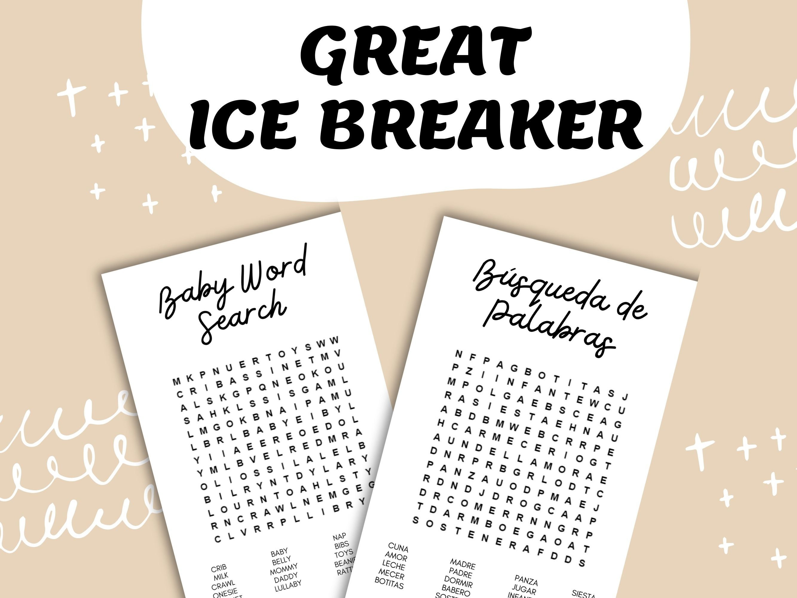 English & Spanish Word Search, Bilingual Baby Shower Game - Etsy