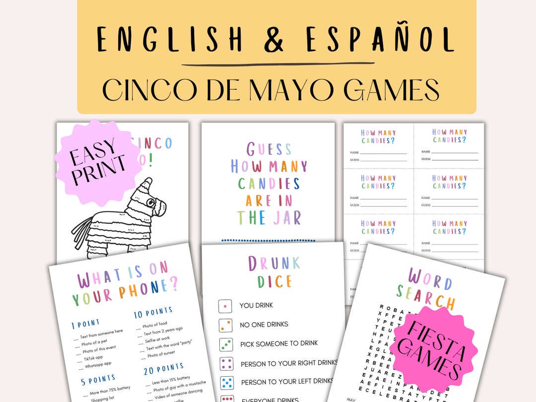 Bilingual Cinco De Mayo Games, English Spanish Juegos, Fiesta Games ...