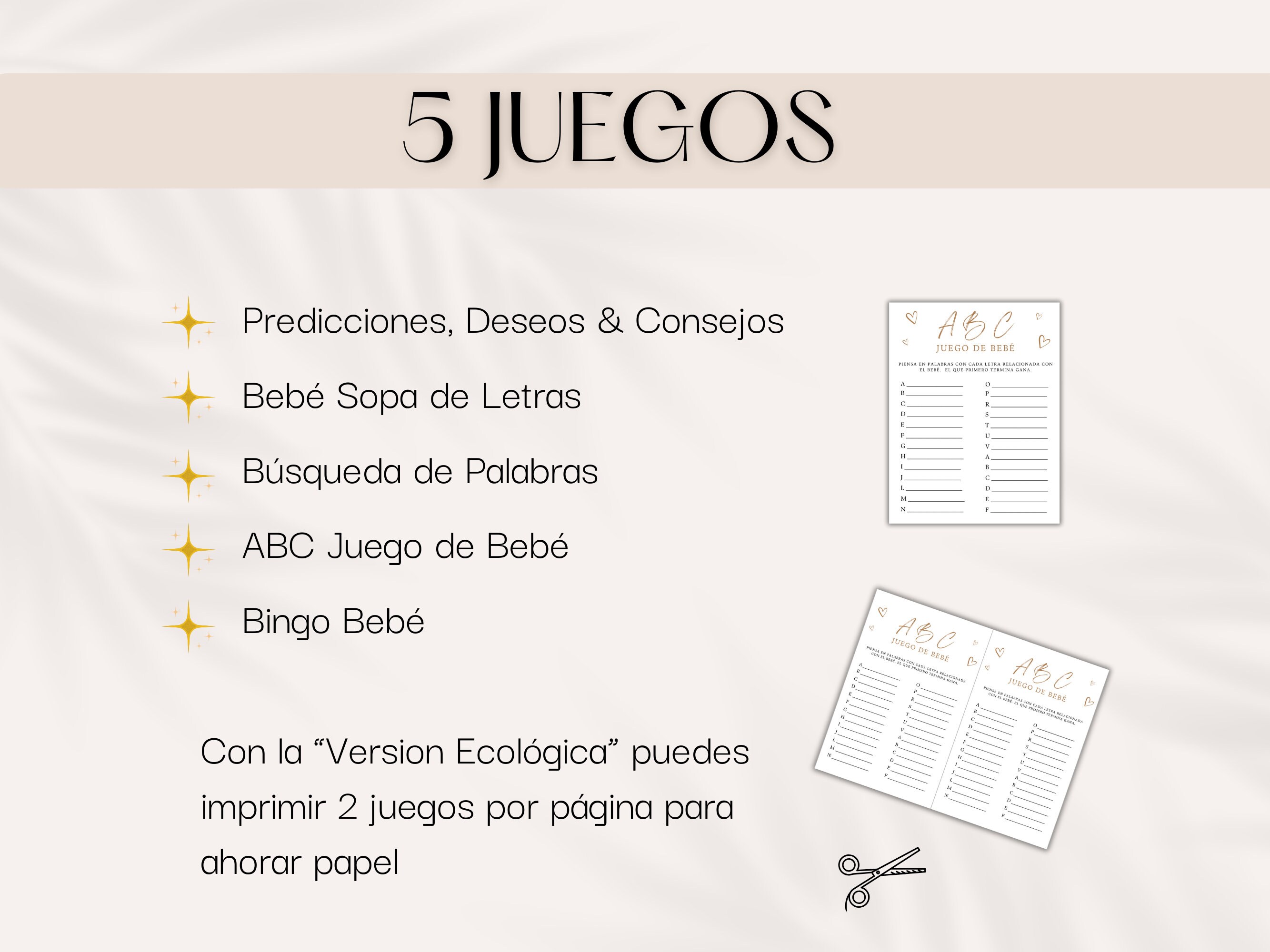Spanish "baby Shower Game" Bundle, Gold or Minimalist Black, Gender ...