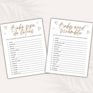 Gold Font, Bilingual Bundle Baby Shower Games, Best Curated Printable ...