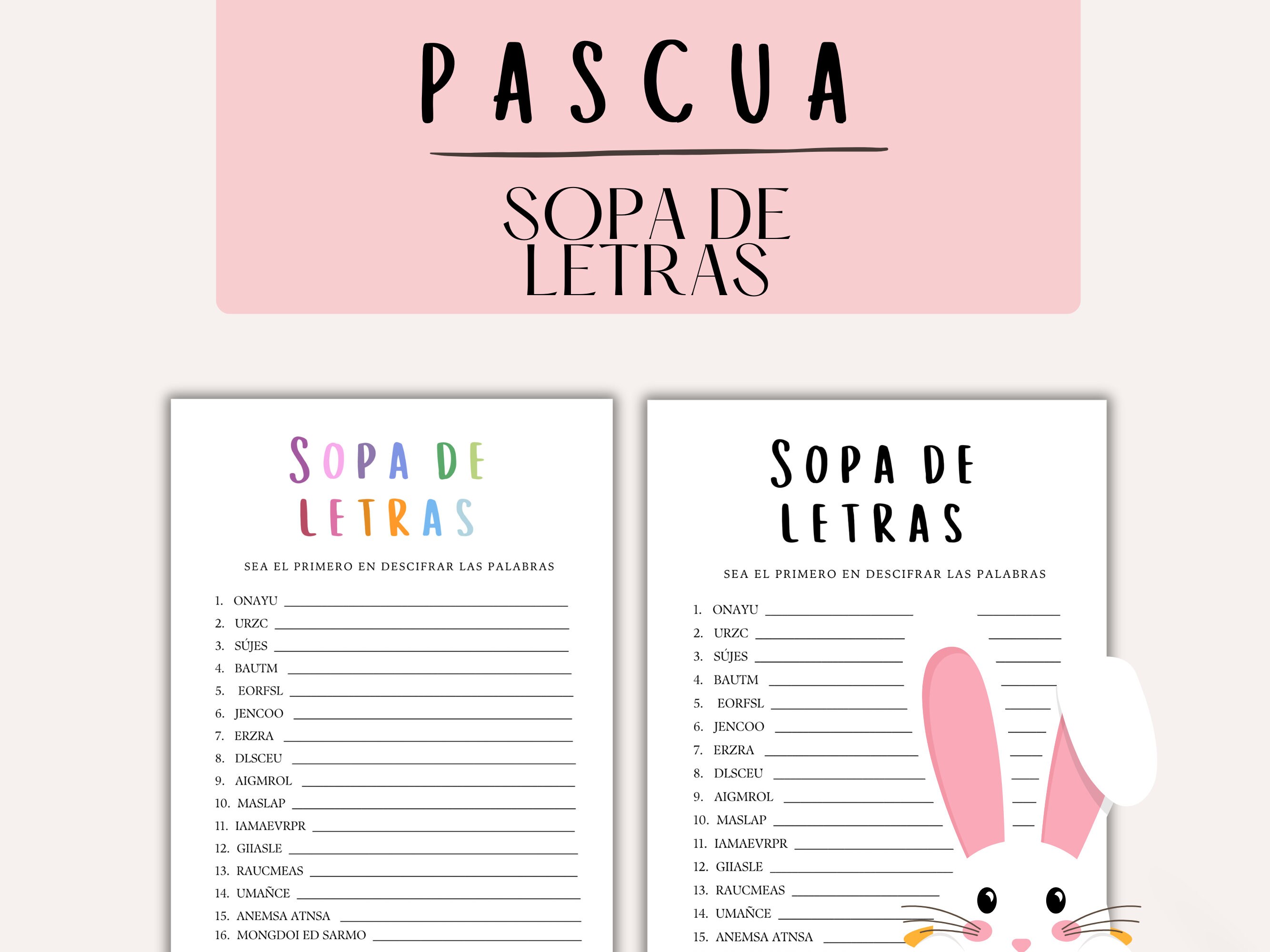 Pascua Sopa De Letras, Juego En Español - Etsy