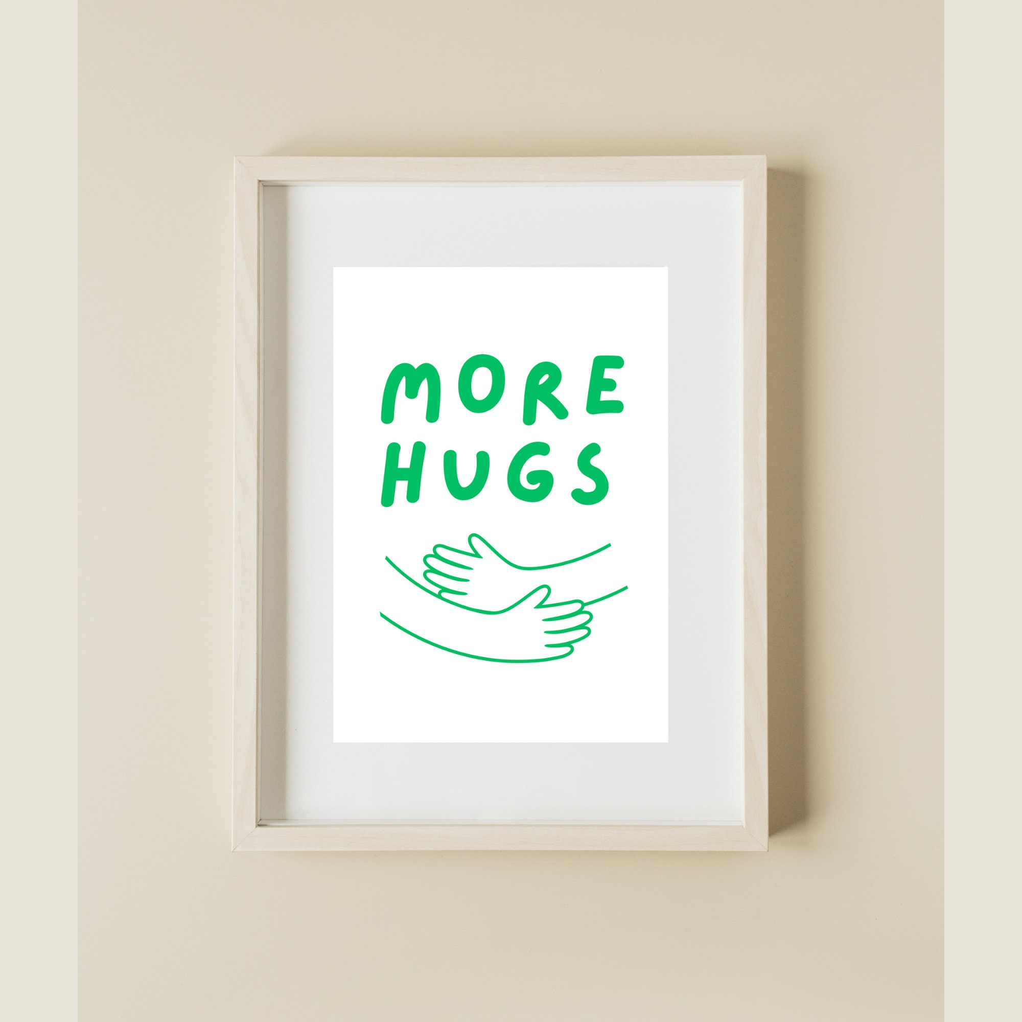 More Hugs Print, Minimalist Wall Decor, Cute Quote Art, Digital Art ...