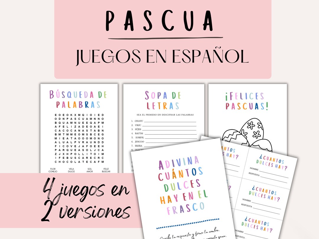 Pascua, Juegos En Español, Minimalist Easter Games in Spanish - Etsy