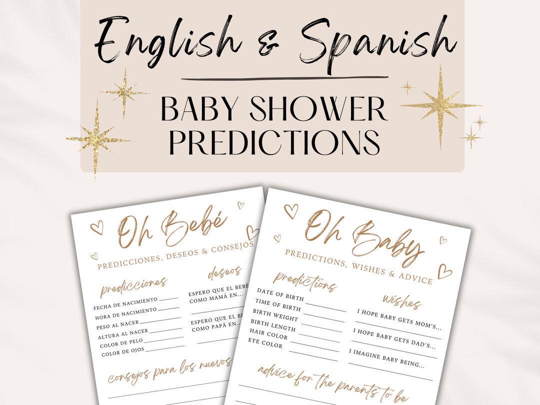 English & Spanish Baby Predictions Advice Keepsake, Printable Download ...