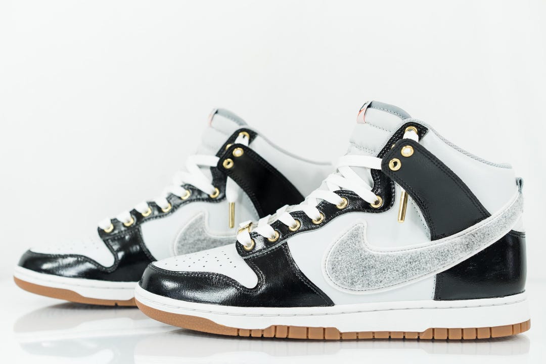 Custom Nike Dunk Hi High - Gloss Black Tuxedo - RAREST EVER Dunk Jordan ...