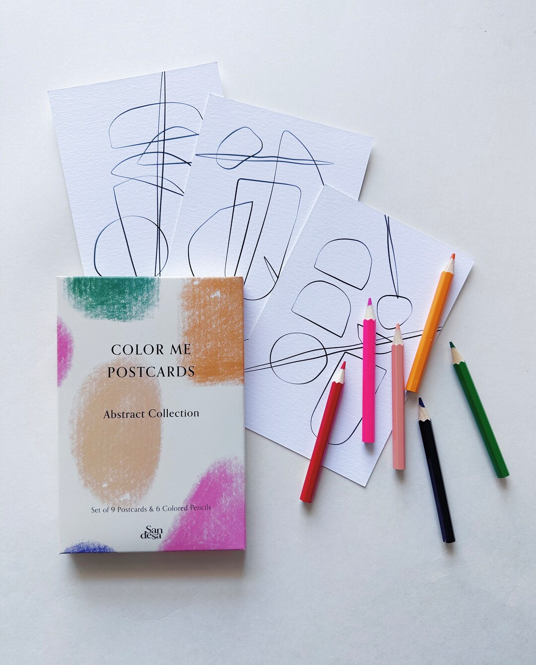 Abstract Shape Color in Postcards | Set of 9 | DIY Postcard Kit | Color ...