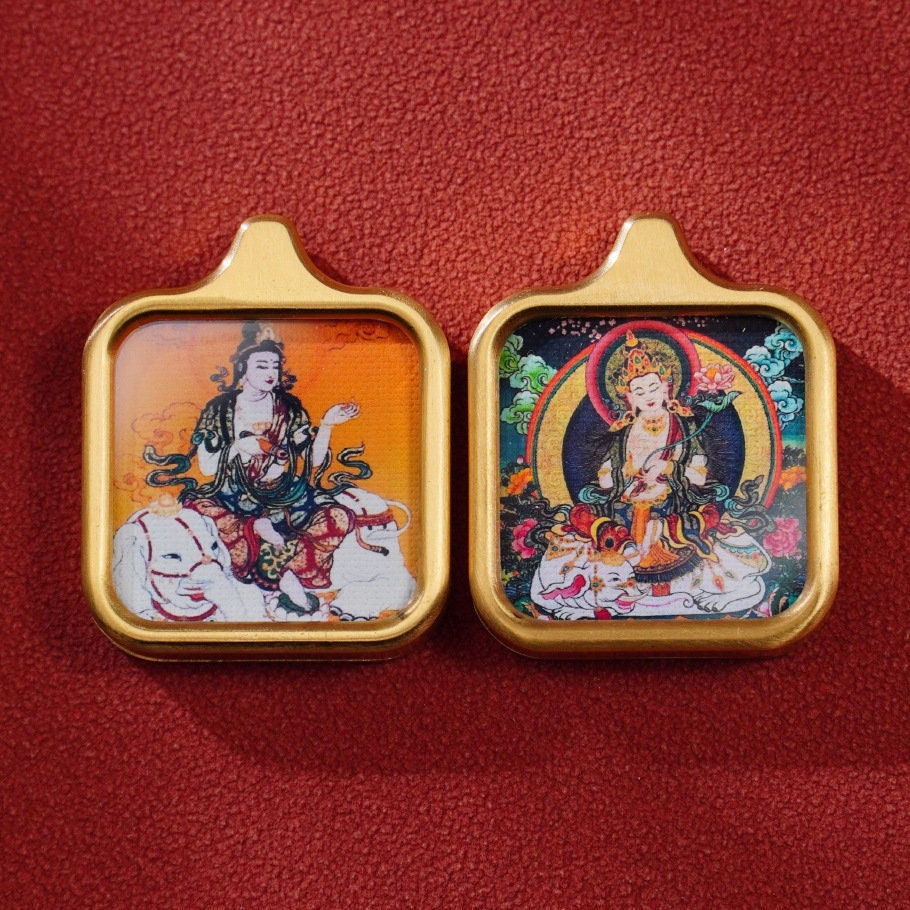 Mini Thangka Pendant, Tibetan Buddhism Amulet, Spiritual Protection ...