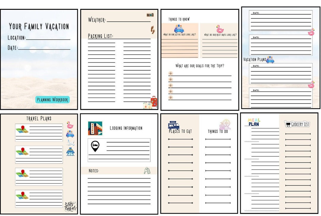 Your Family Vacation Planning Workbook 12 Page Pdf Digital Download - Etsy