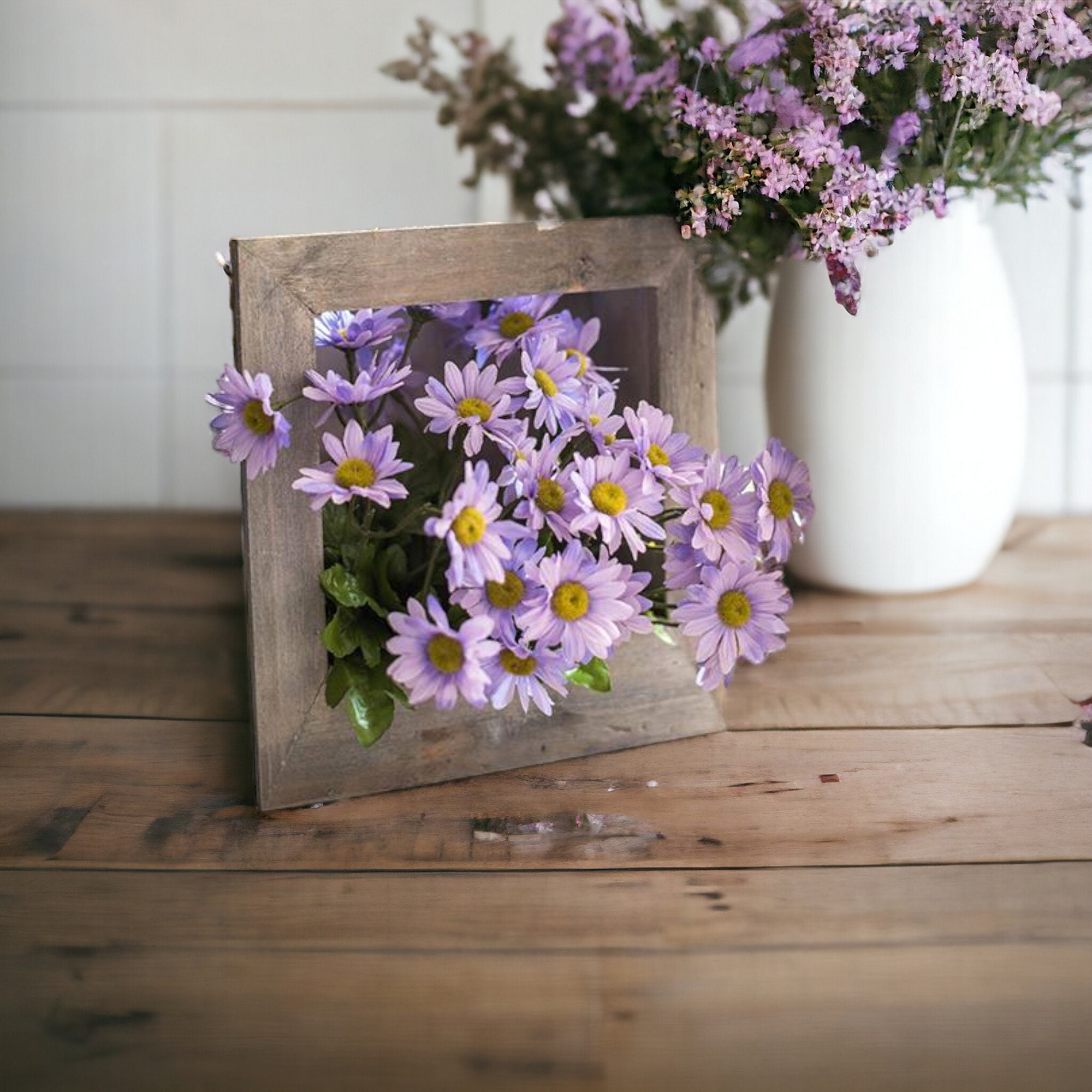 Stunning Rustic 3D Picture Frame Flower Pot Decorations, Wooden Planter ...