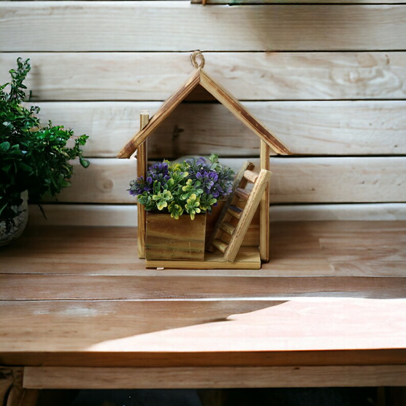 Wood Fence Hanging Planter Shelf, Personalised Wooden Flower Pot ...