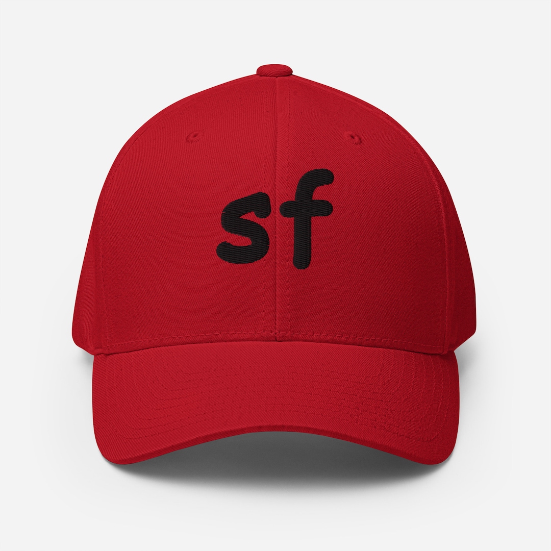 San Francisco SF Embroidered 3D Puff Flex Twill Hat black Text - Etsy