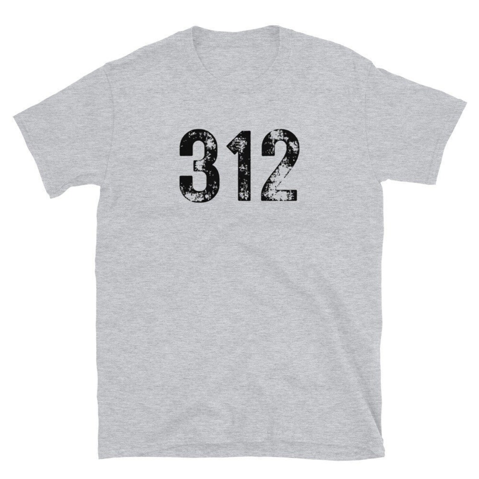 Chicago 312 Area Code Distressed Font Unisex T-shirt - Etsy