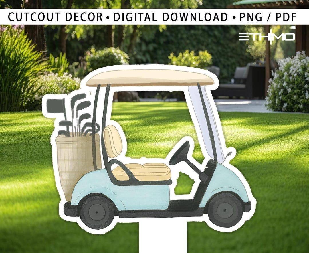 Golf Cart Cutout, Watercolor Golf Birthday Decor, Golf Party Decoration ...