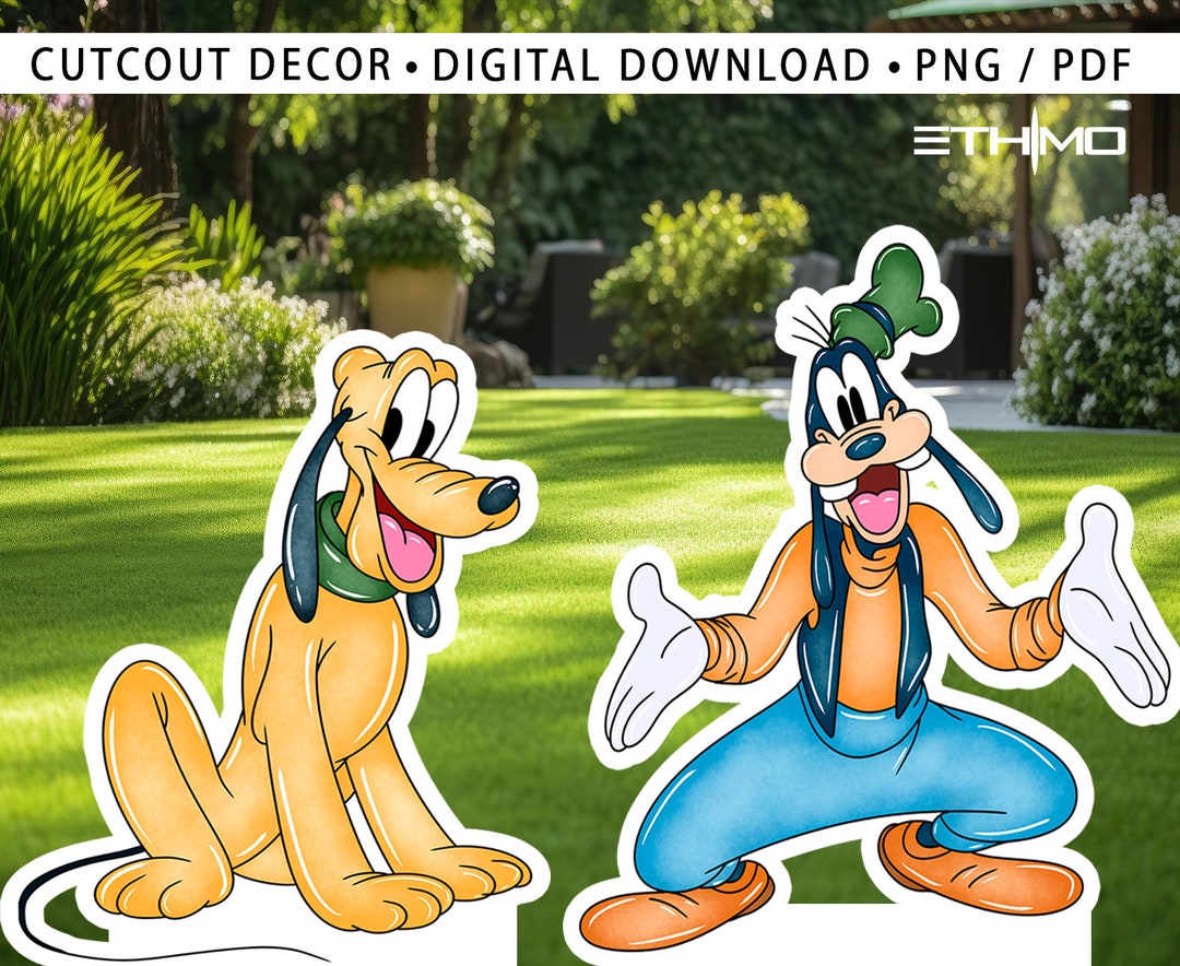 Pluto and Goffy Cutout, Cute Cutout Decor, Mickey Party Decoration ...