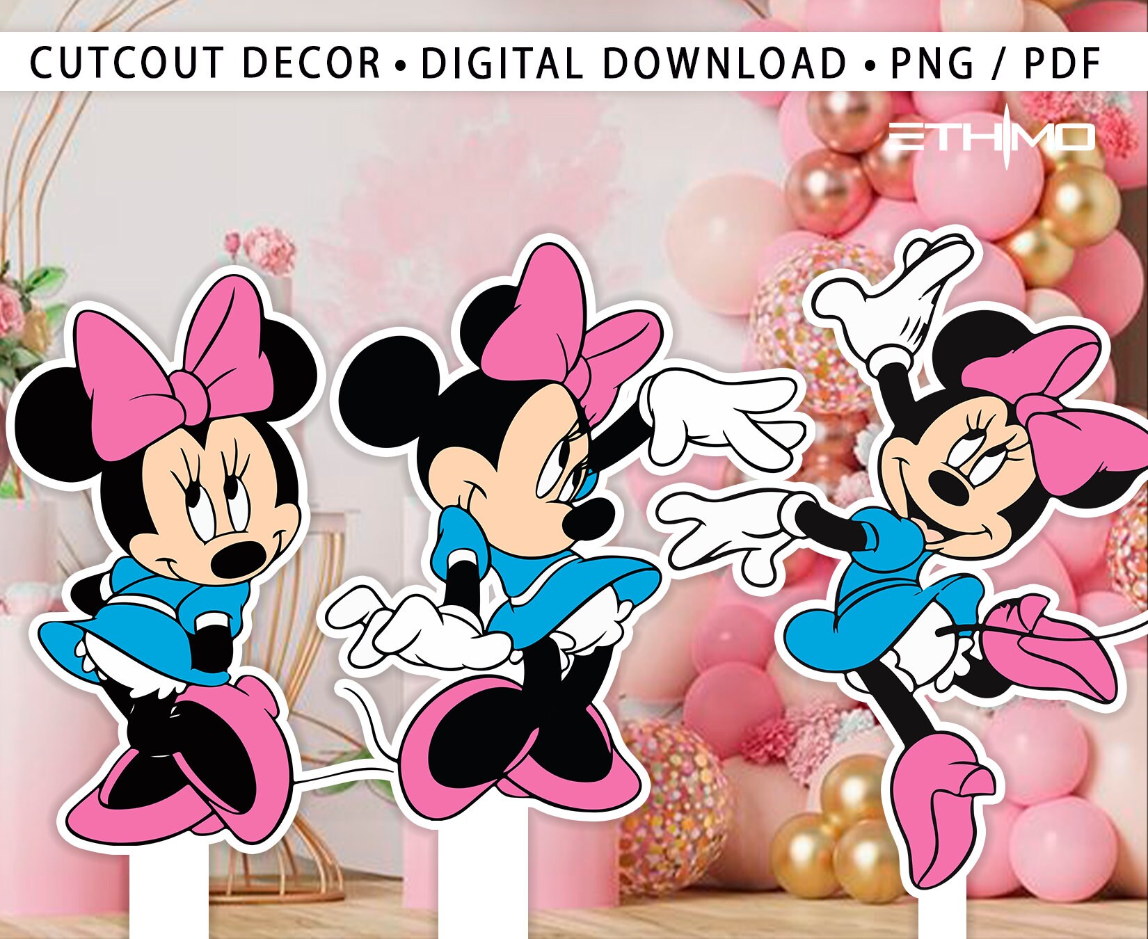Minnie Cutout, Cute Pink Minnie Cutout Decor, Mickey Party Decoration ...