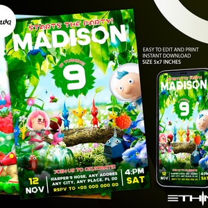 Pikmin Birthday Invitation, Pikmin Party Invite, Digital Invitation ...