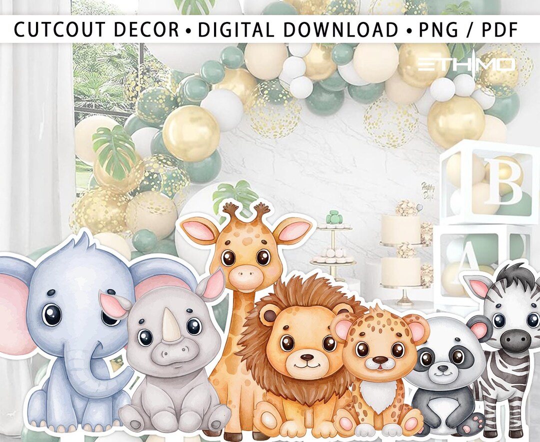 Jungle Animals Big Decor Bundle, Safari Animal Birthday Decor, Safari ...
